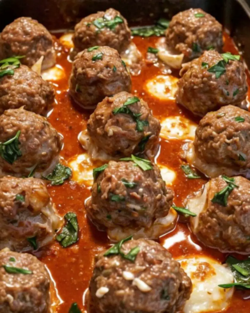 Baked Mozzarella Stuffed Meatballs: A Cheesy Delight Recipe